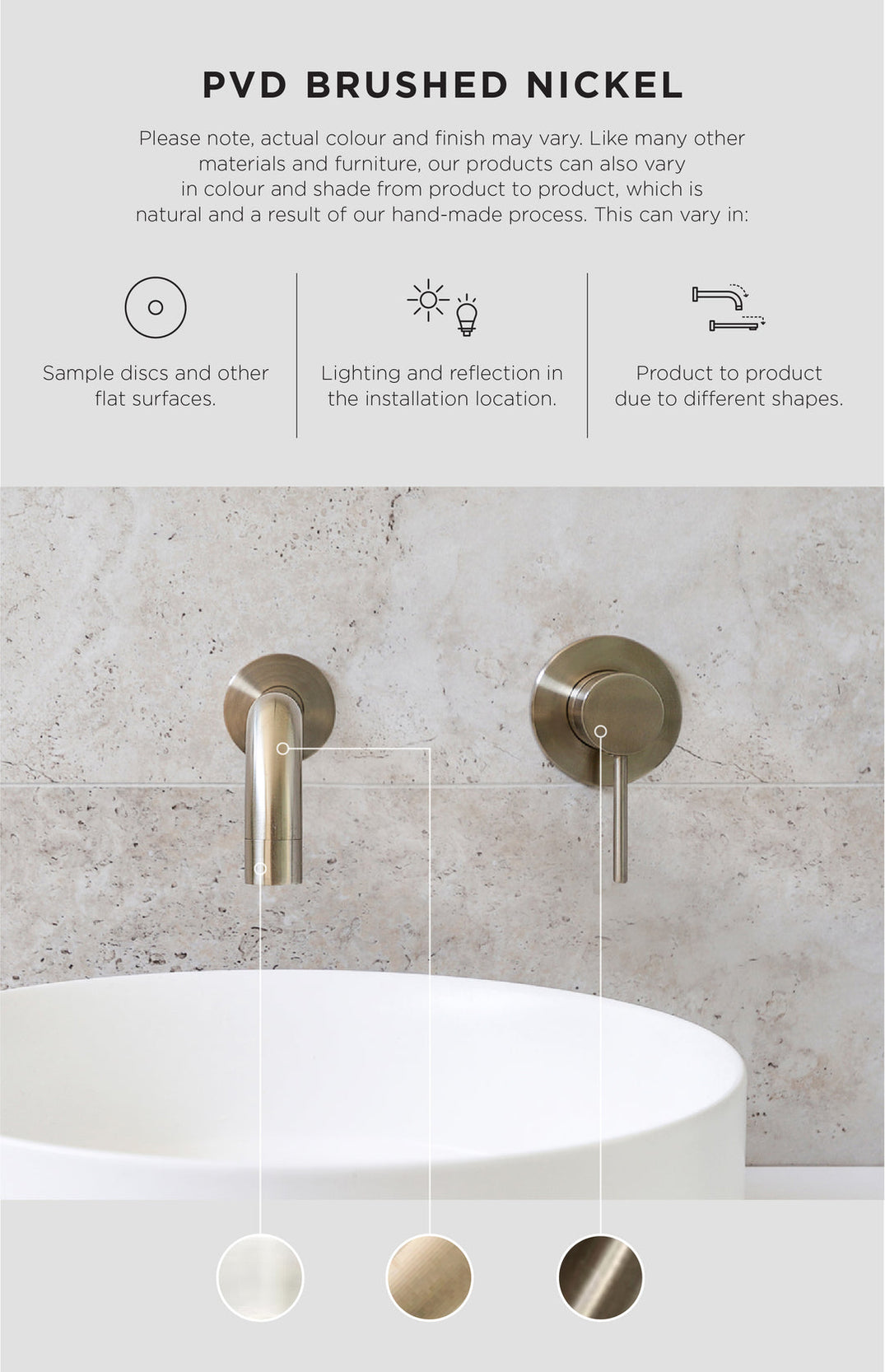 Circular Wall Taps - Brushed Nickel — Christopher Alexander