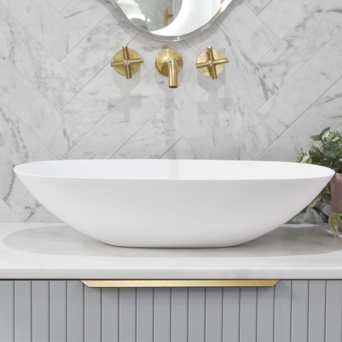 Rolo Soft Square Basin 630mm Matte White — Christopher Alexander