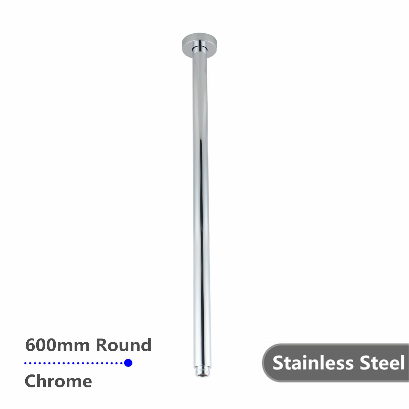 Round Chrome Ceiling Shower Arm 600mm Stainless Steel — Christopher ...