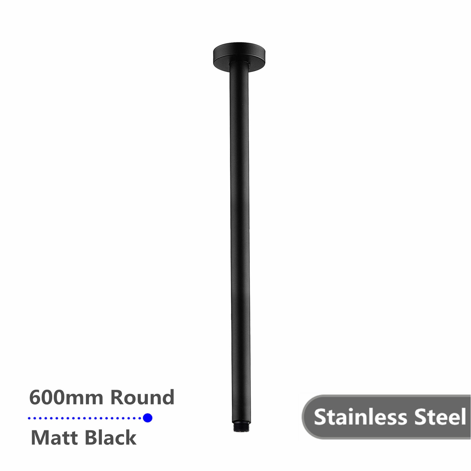 Round Black Ceiling Shower Arm 600mm Stainless Steel — Christopher ...